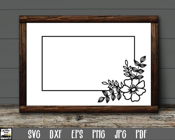 Rectangle Floral Frame SVG Flower Monogram Frame Wedding - Etsy