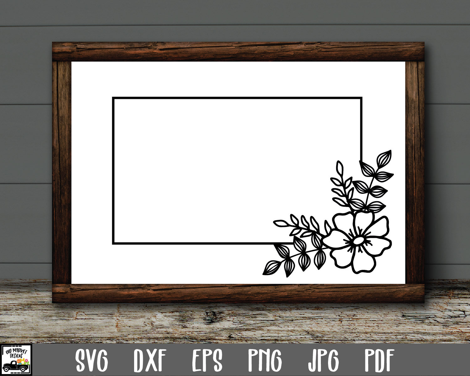 Rectangle Floral Frame SVG Flower Monogram Frame Wedding - Etsy