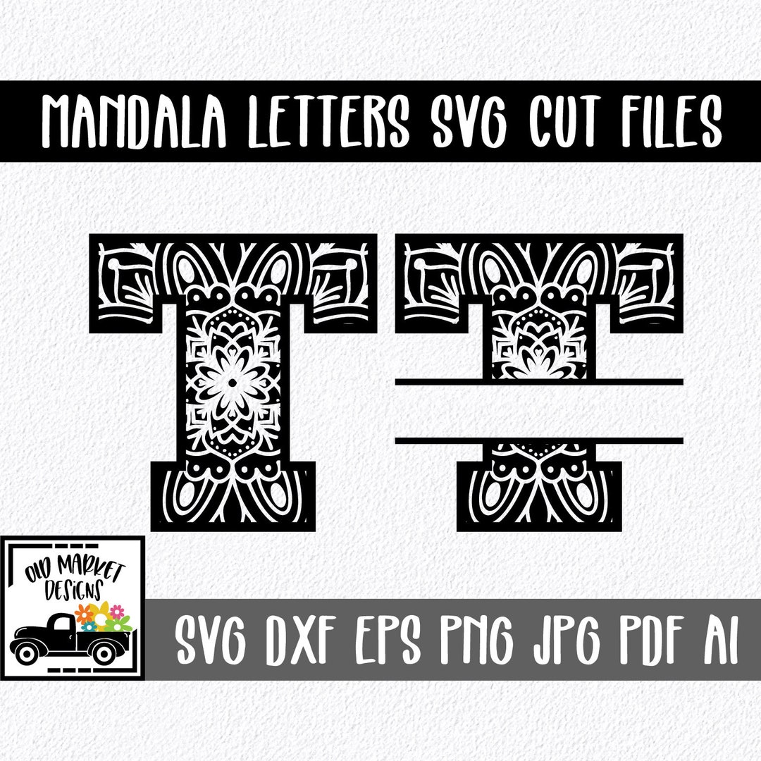 Mandala Monogram SVG Cut File Bundle - Includes 52 Regular and Split ...