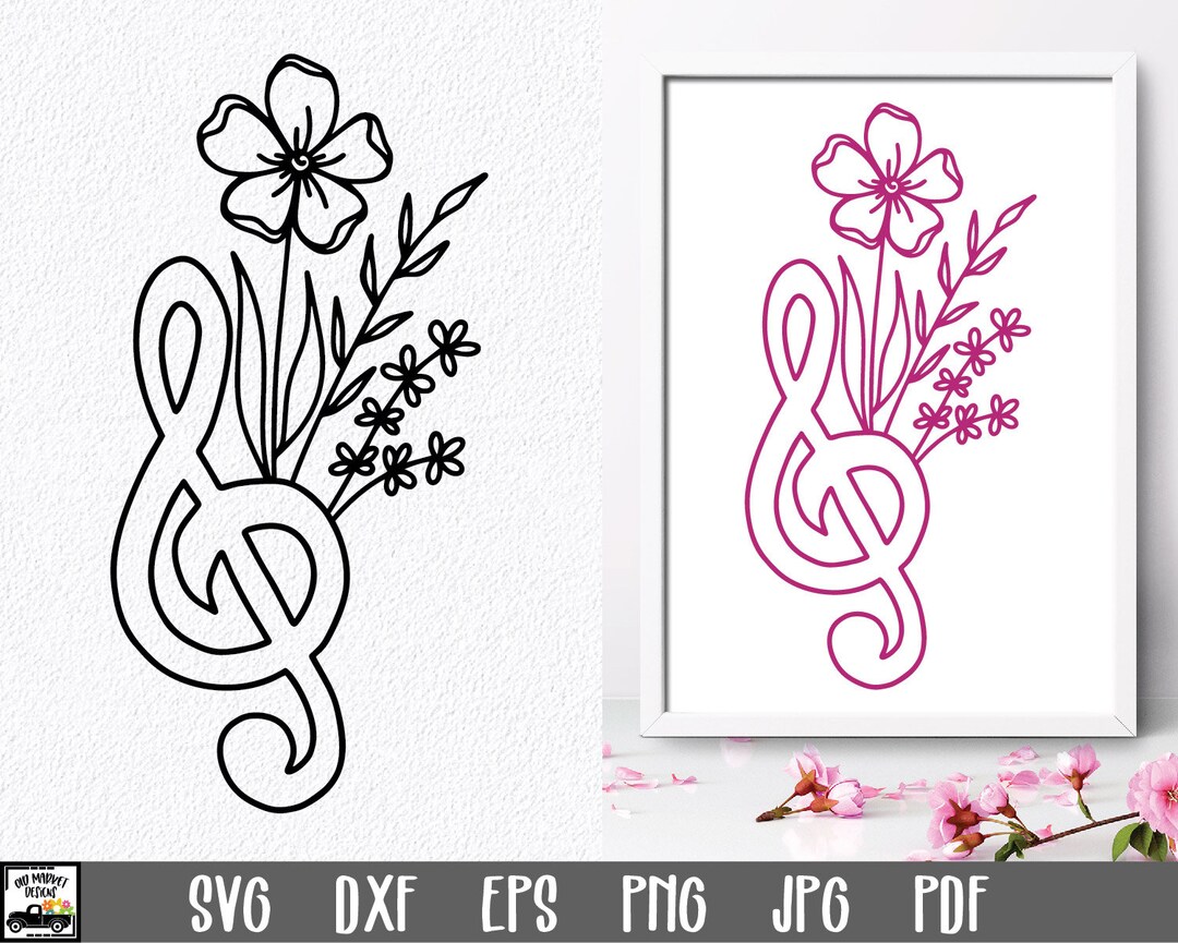 Wildflower Music Notes SVG File - Floral SVG Cut File - Music Notes ...