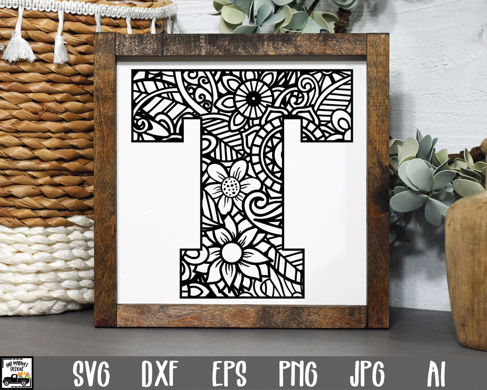 Letter T SVG File Mandala Monogram Letter T SVG Cut File - Etsy