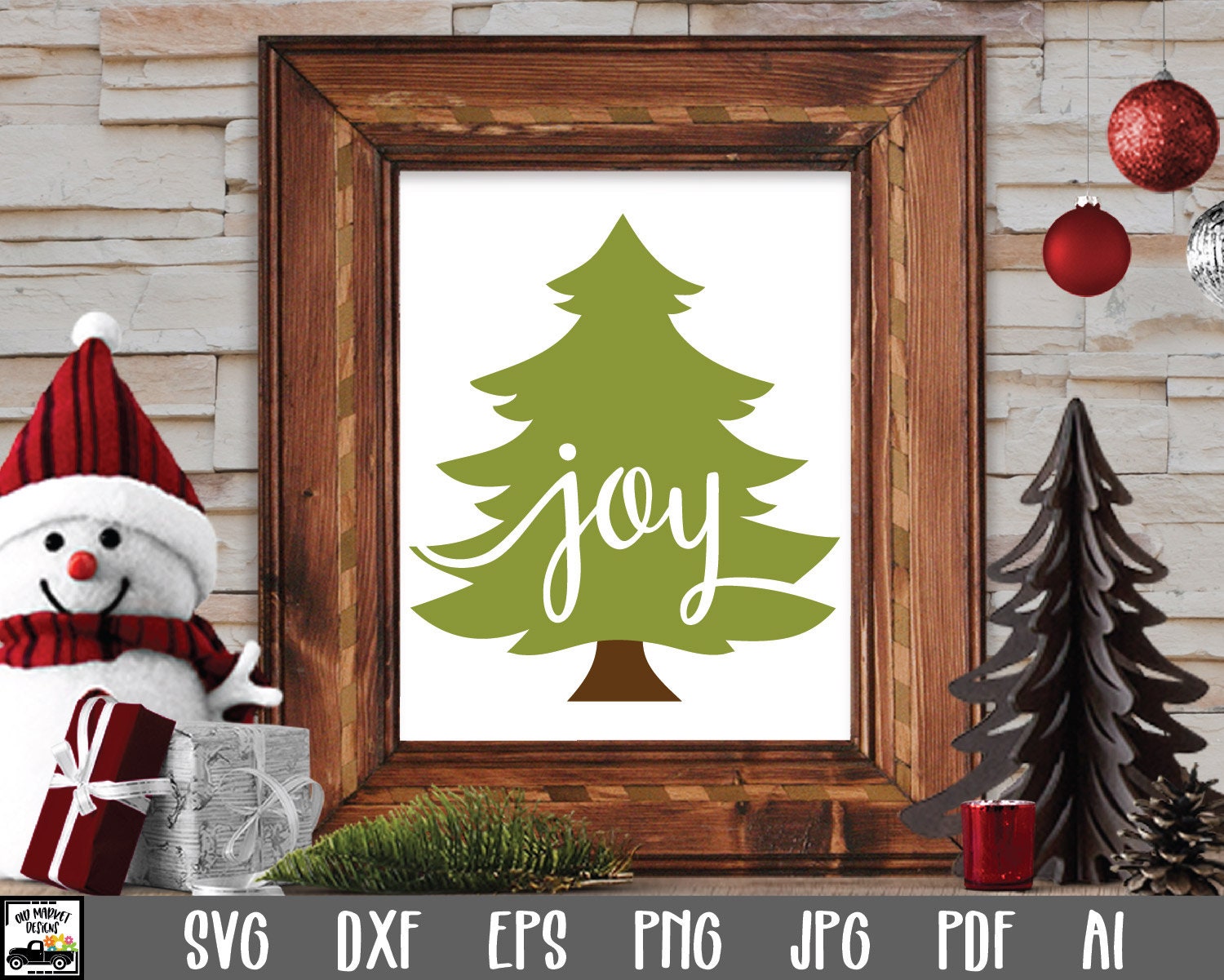 Christmas SVG Cut File Joy SVG Christmas Tree Clip Art - Etsy