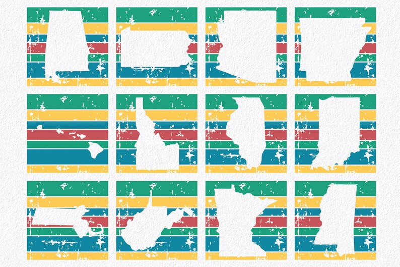 50 States SVG Bundle Retro Grunge State SVG Cut Files - Etsy