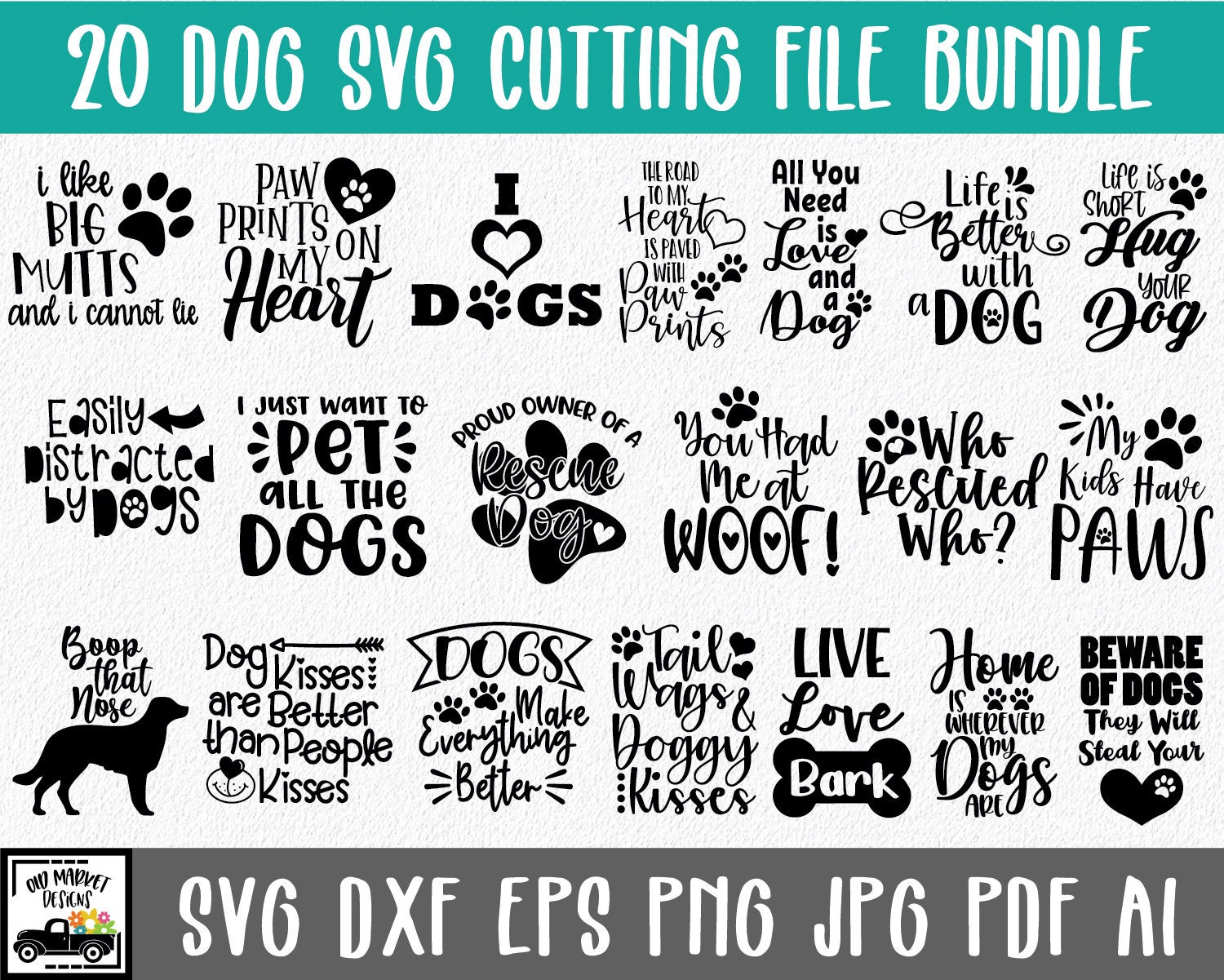 Dog SVG Bundle 20 Dog SVG Cut Files Clip Art Printable | Etsy