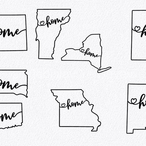 50 States SVG Bundle - Home State Outline SVG File - States Clip Art ...