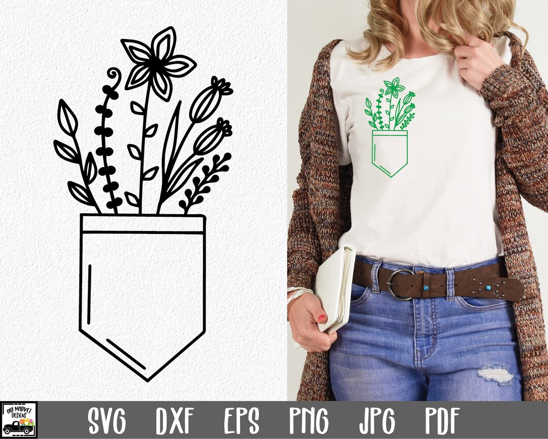 Wildflower Pocket SVG File - Floral SVG Cut File - Pocket With Flowers ...