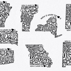 50 States Mandala SVG Bundle - State SVG File - Home is Where the Heart ...