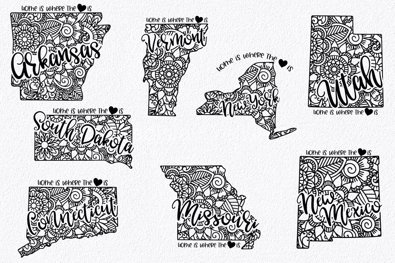 50 States Mandala SVG Bundle State SVG File Home is Where | Etsy Canada