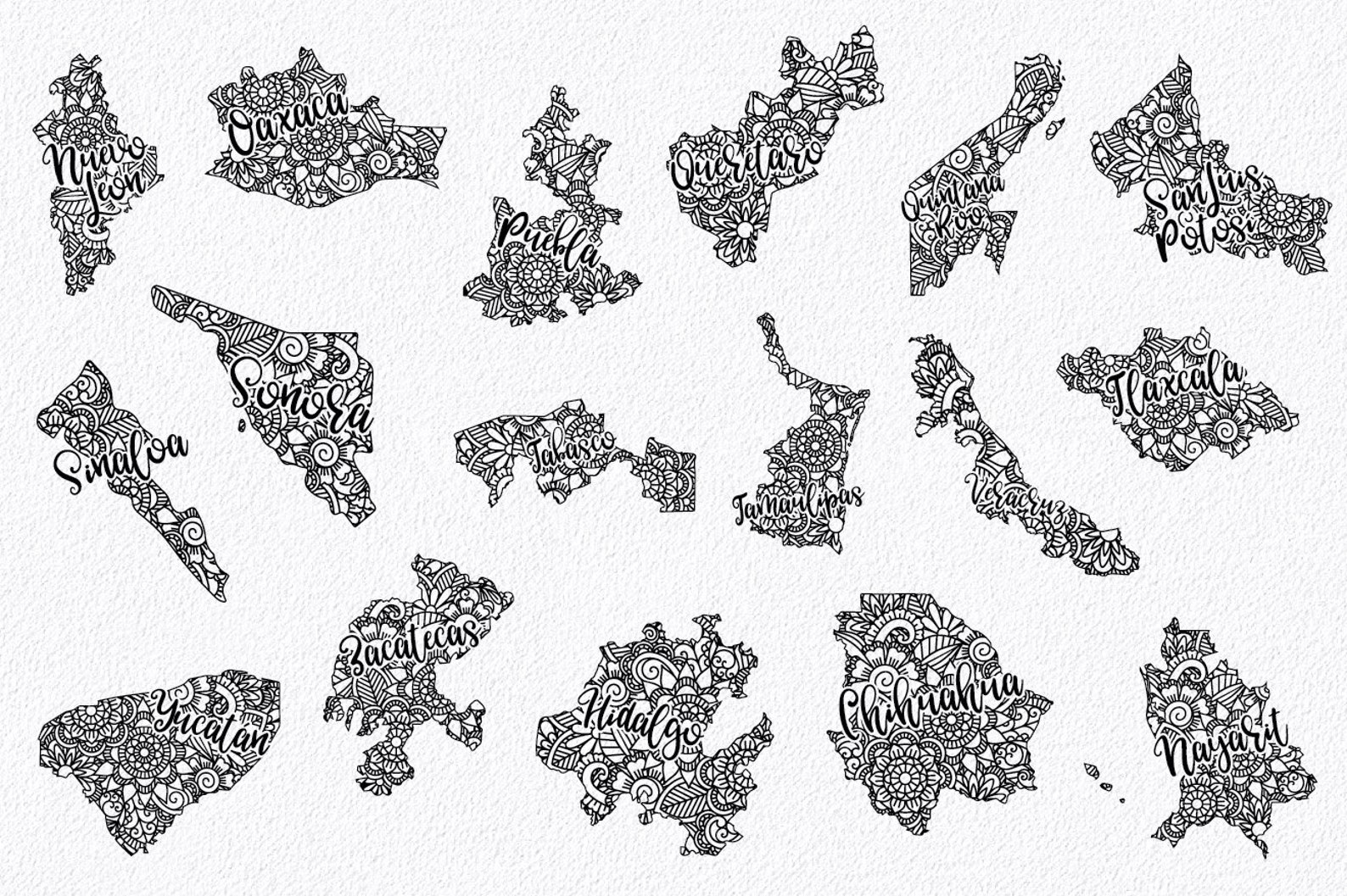 Mexican State Mandala SVG Bundle 33 Mexico State Files - Etsy