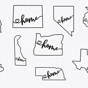 50 States SVG Bundle - Home State Outline SVG File - States Clip Art ...