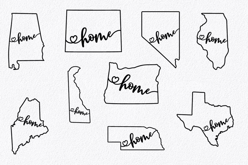 50 States SVG Bundle Home State Outline SVG File States | Etsy