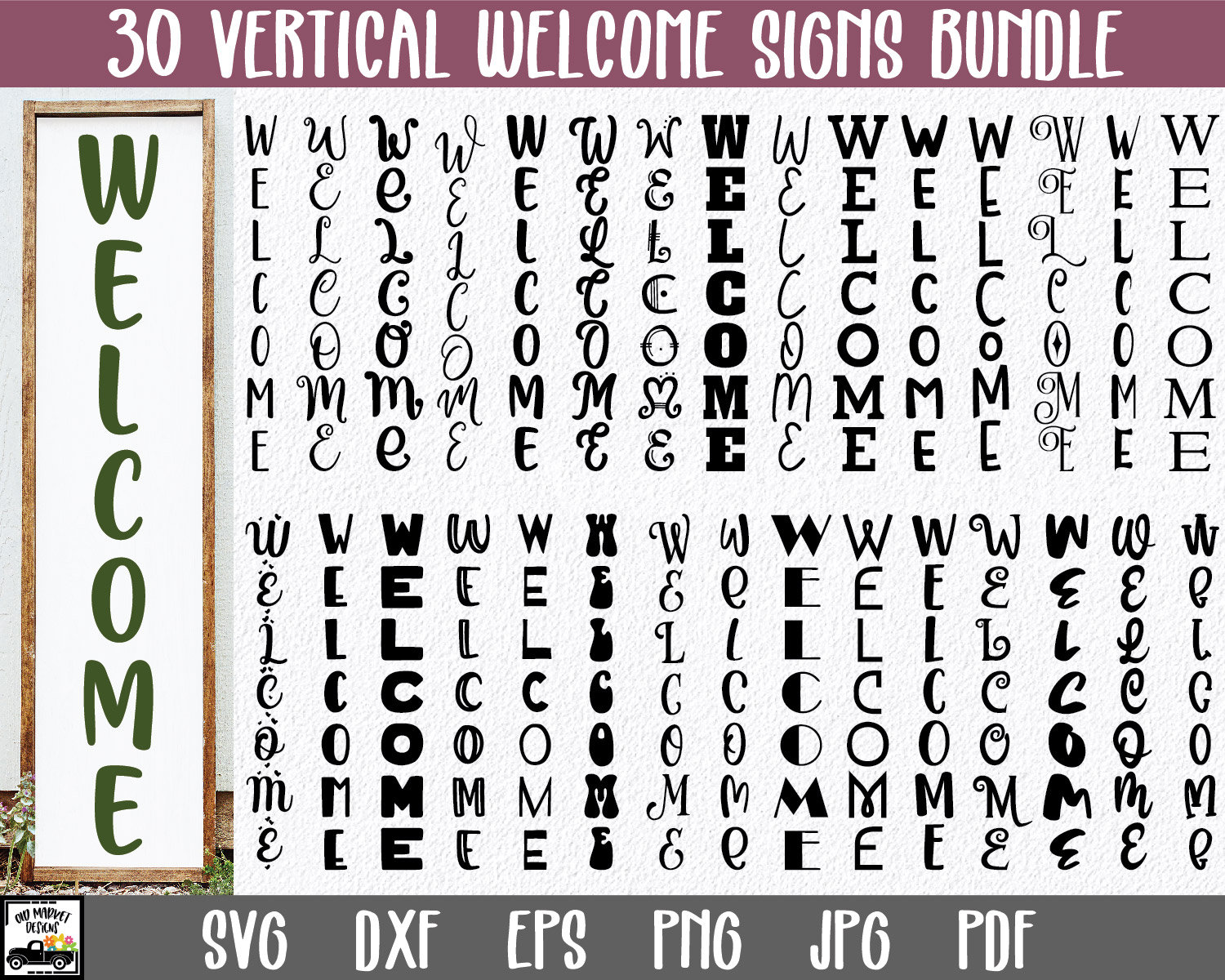 Vertical Welcome SVG Bundle 30 Welcome Sign SVG Files - Etsy