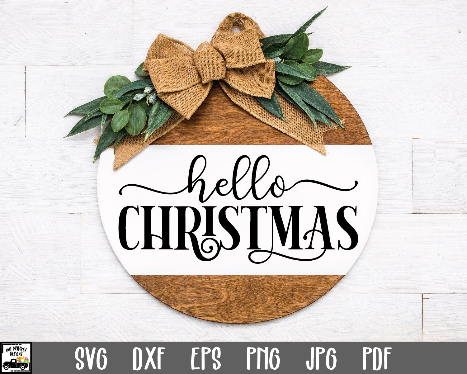 Hello Christmas SVG File Round Christmas Sign Christmas | Etsy