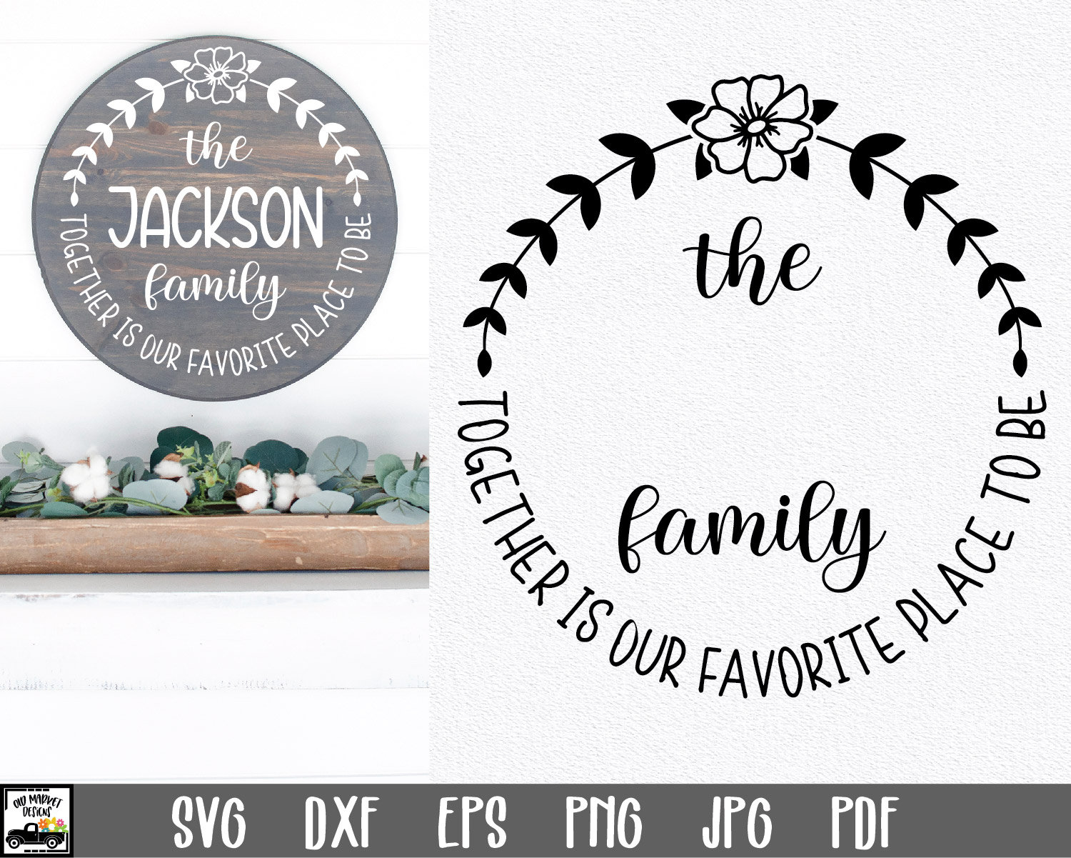 Family Name SVG File - Family Monogram Sign SVG File - Round Sign SVG ...