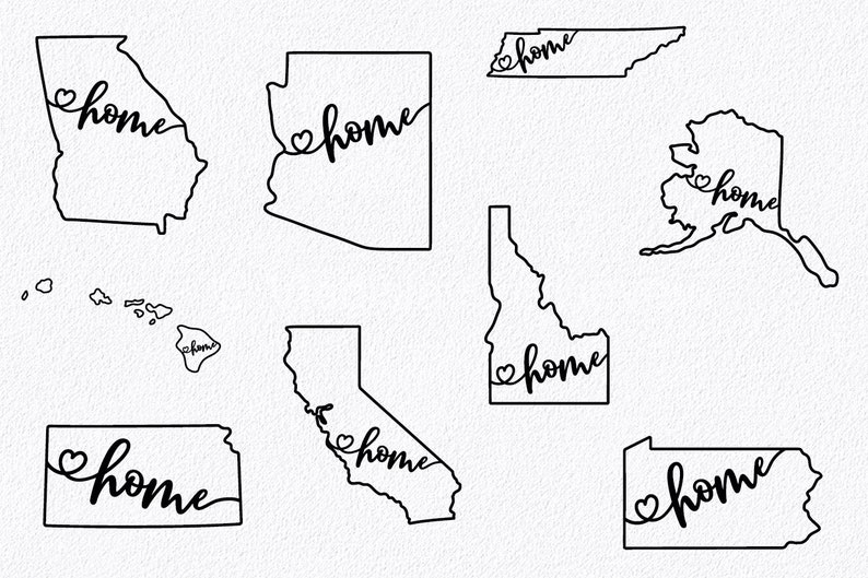 50 States SVG Bundle Home State Outline SVG File States | Etsy