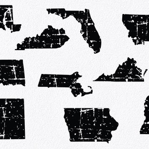 50 States SVG Bundle - Distressed State SVG Cut Files - Grunge States ...