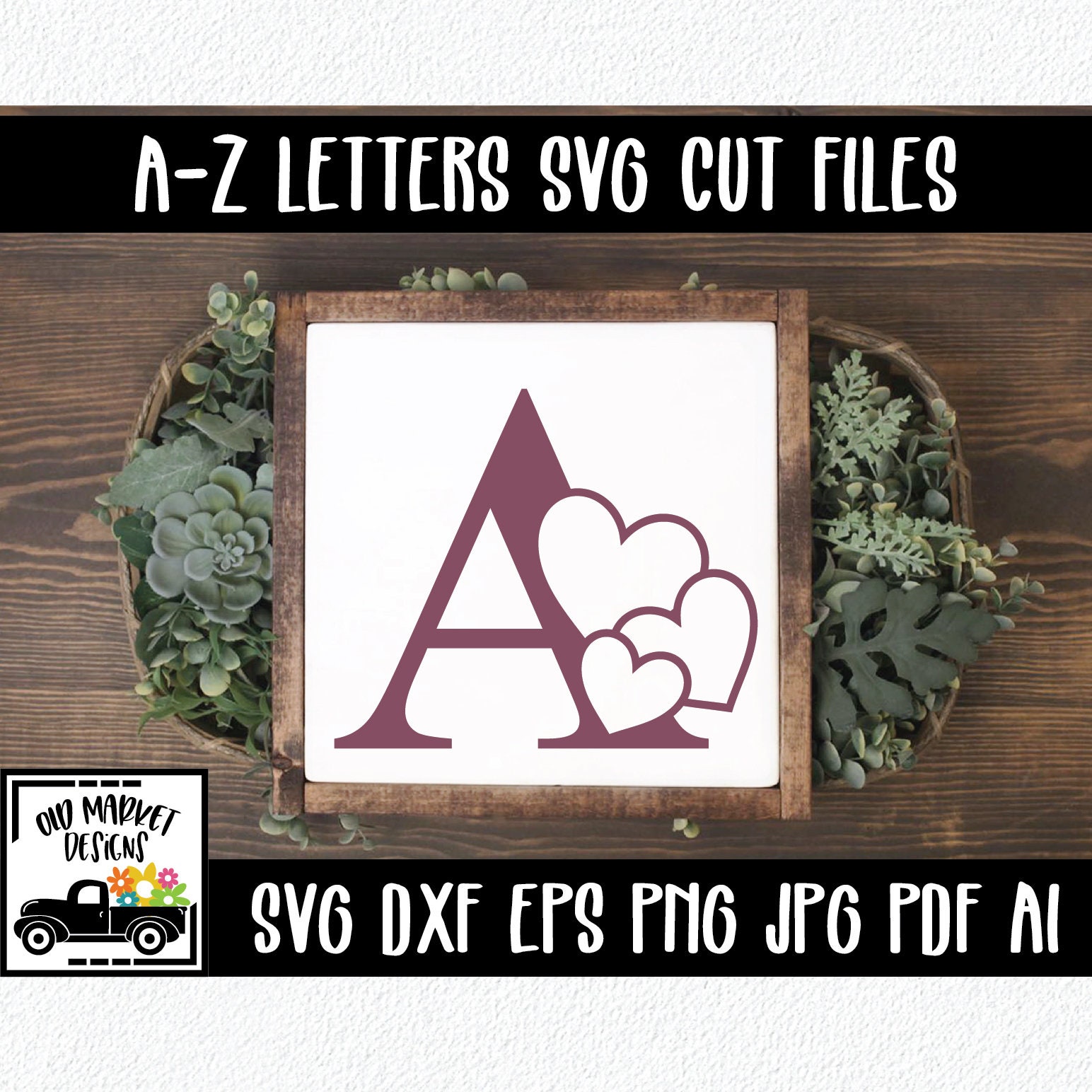 Heart Alphabet Letter A-Z SVG Cut Files Includes 26 Heart | Etsy