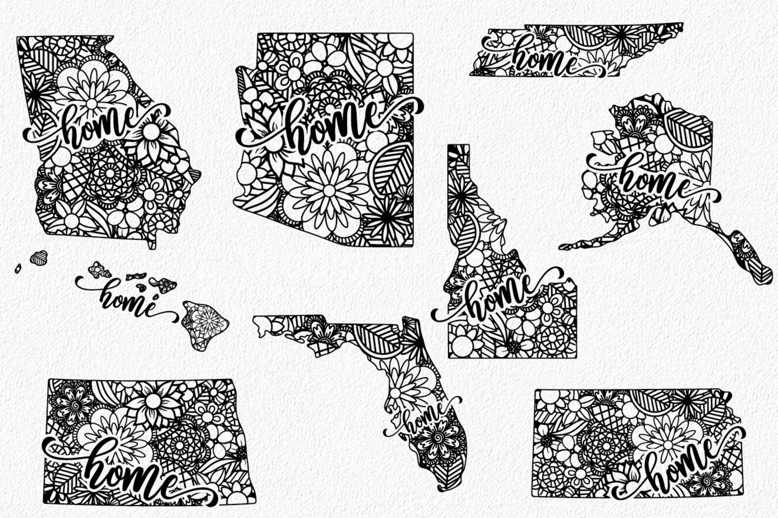 50 States Mandala SVG Bundle - Home State SVG Cut Files - Mandala ...