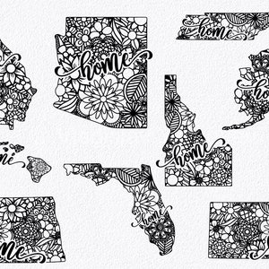 50 States Mandala SVG Bundle - Home State SVG Cut Files - Mandala ...