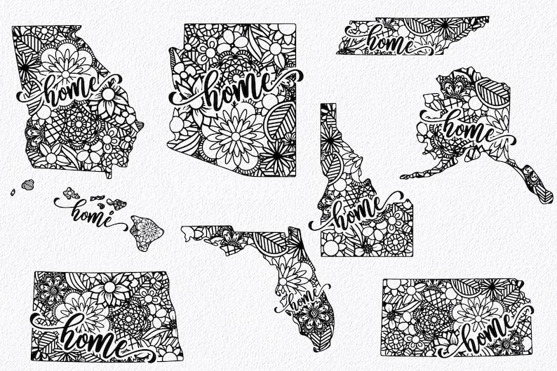 50 States Mandala SVG Bundle Home State SVG Cut Files - Etsy