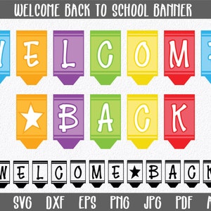 Welcome Back Crayon Banner SVG Files - School SVG - Back to School ...