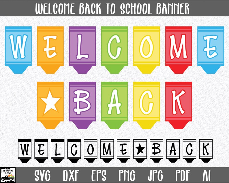 Welcome Back Crayon Banner SVG Files School SVG Back to - Etsy