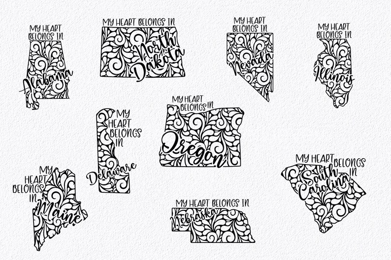 50 States SVG Bundle US State SVG Cut Files Art Deco Svg - Etsy