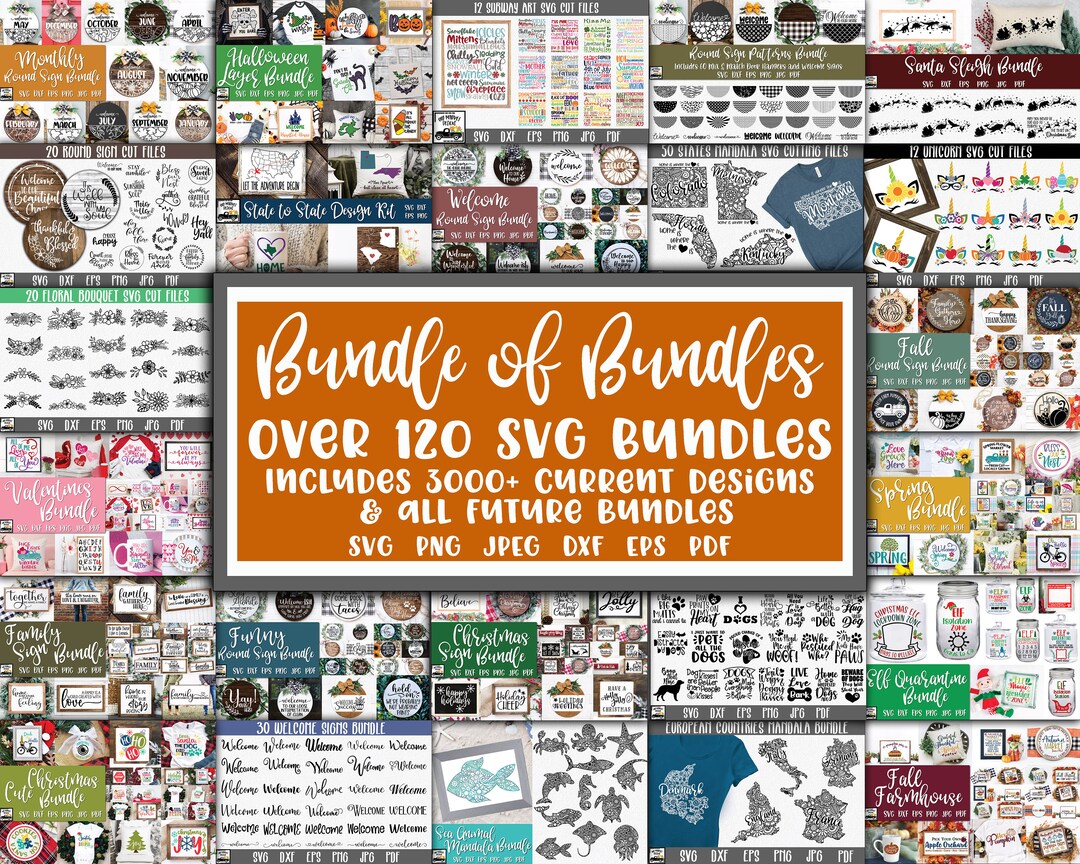 Huge Bundle of Bundles - Over 120 SVG Bundles - Whole Shop Bundle ...