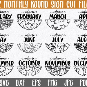 Monthly Door Signs SVG Bundle - Holiday SVG Bundle - Round Holiday SVG ...