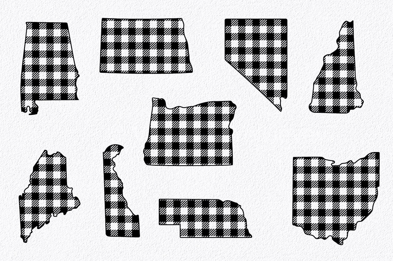 50 States SVG Bundle Buffalo Plaid States SVG Files State | Etsy