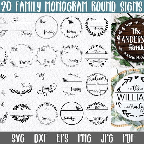 Family Sign Monogram Svg Monogram Round Sign SVG Farmhouse - Etsy