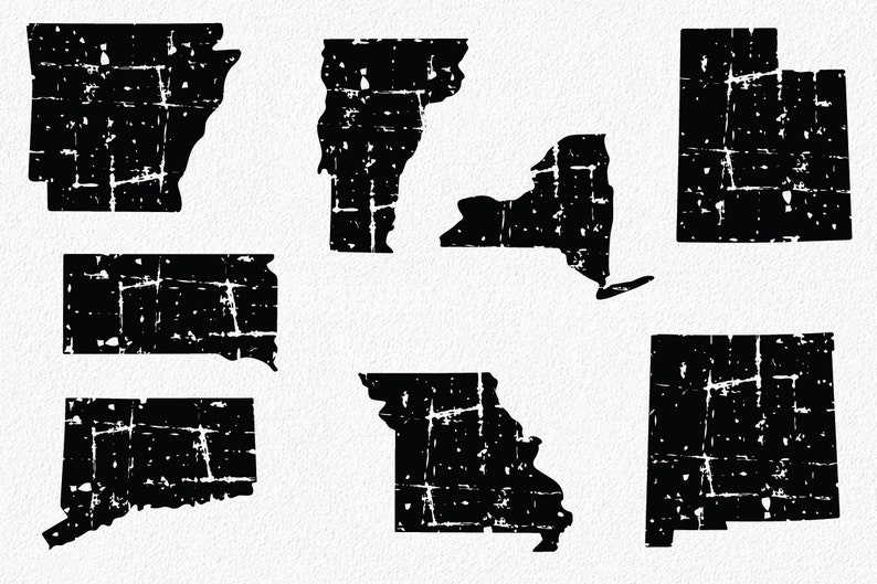 50 States SVG Bundle - Distressed State SVG Cut Files - Grunge States ...