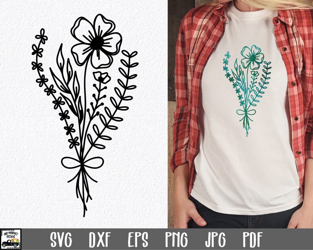 Wildflower Bouquet SVG File - Floral SVG Cut File - Flower Bouquet SVG ...