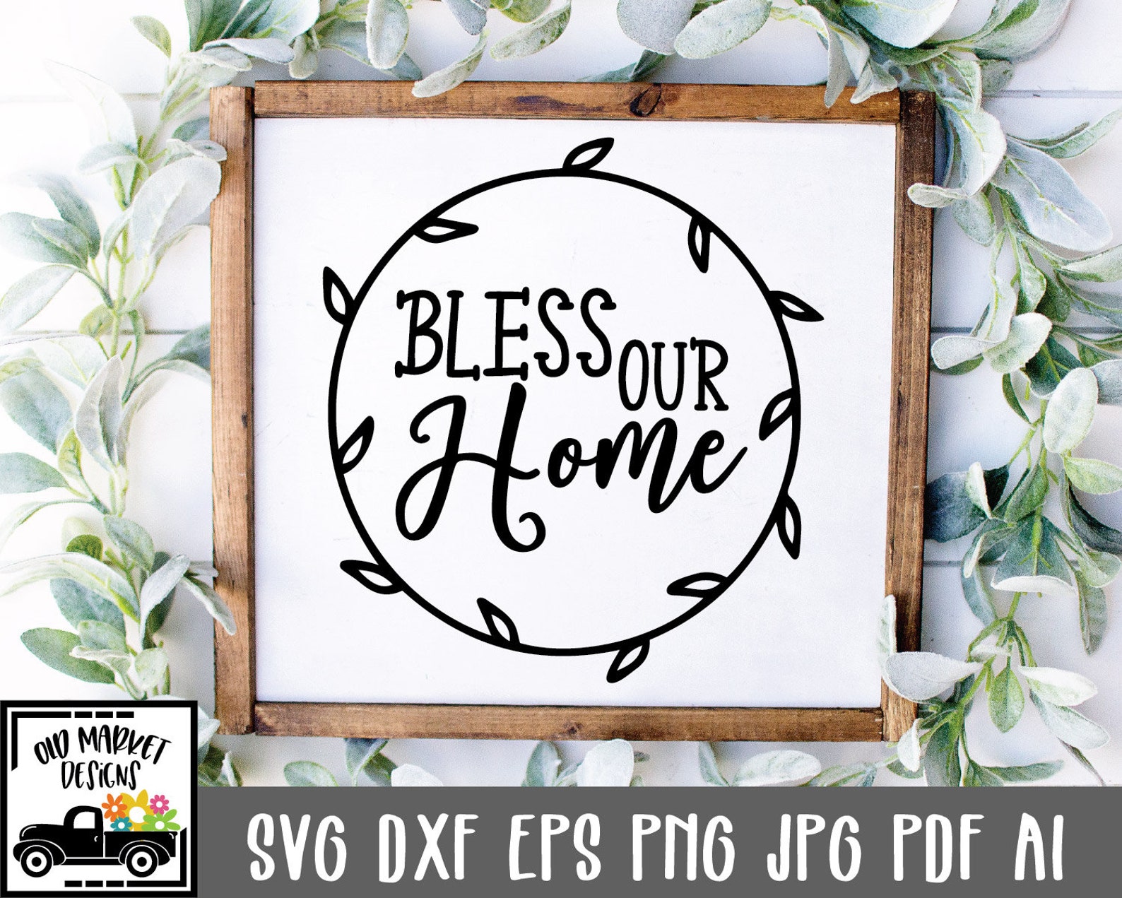 Bless Our Home SVG Cut File Farmhouse Wreath SVG Printable | Etsy