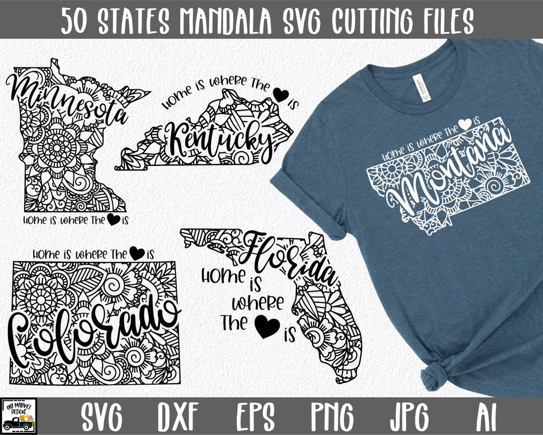 50 States Mandala SVG Bundle - State SVG File - Home is Where the Heart ...