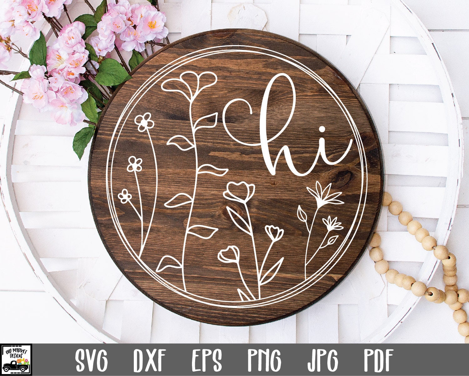 Hi SVG File Round Sign SVG Spring SVG Design Spring Cut - Etsy