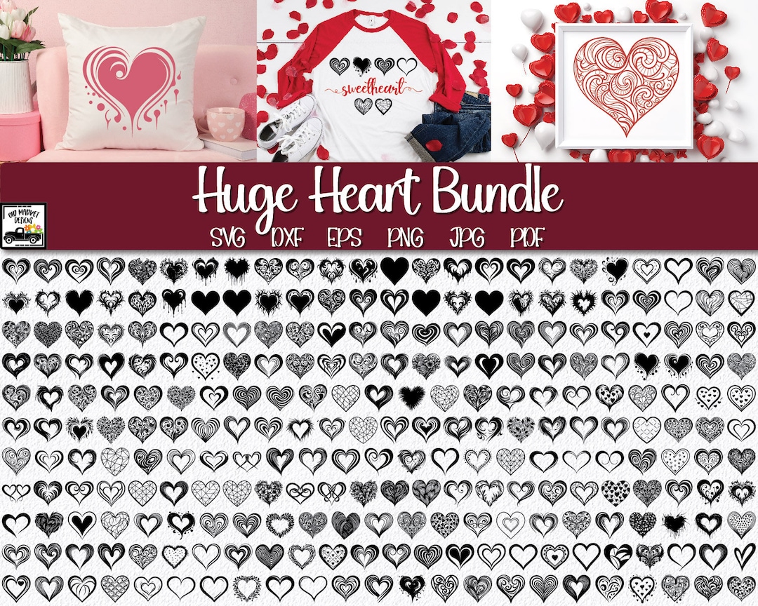 Huge Heart SVG Bundle - 260 Heart SVG Files - Valentine's Day Clipart - Valentine Hearts - Svg ...