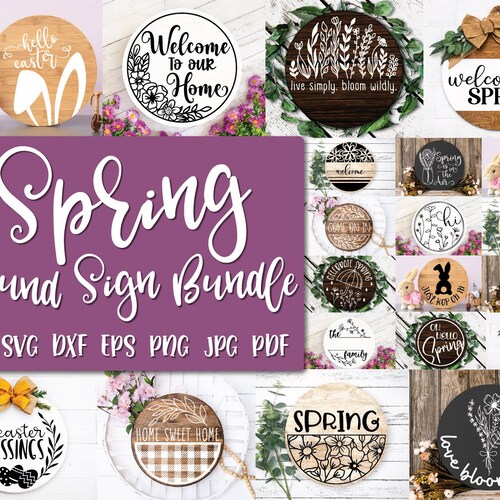 Spring Door Signs SVG Bundle Spring and Easter SVG Bundle - Etsy