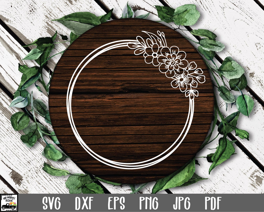 Triple Circle Floral Frame SVG - Flower Monogram Frame - Wedding ...