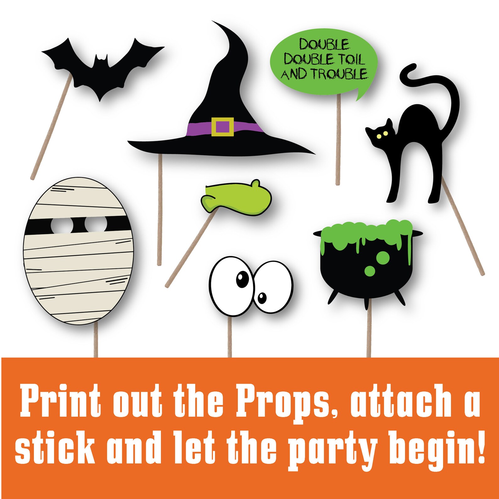 Halloween Photo Booth Props and Decorations - SVG Cut File - Dxf - Png ...