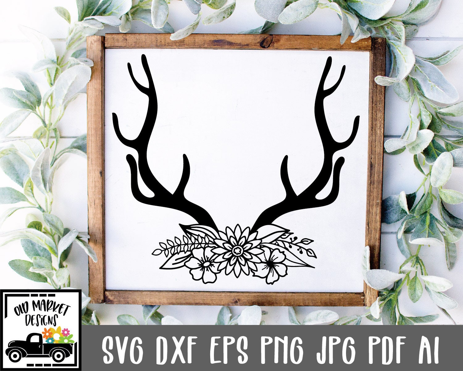 Antlers with Flowers SVG File Antlers SVG Cut File Clip | Etsy