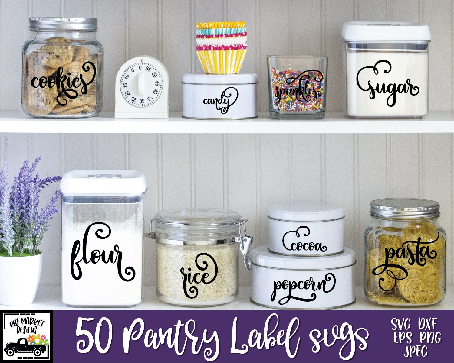 Pantry Labels SVG Cut Files Includes 50 Food and Pantry | Etsy