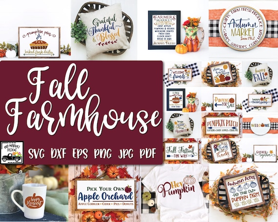 Fall Farmhouse SVG Cut File Bundle 20 Fall SVG Images Clip | Etsy