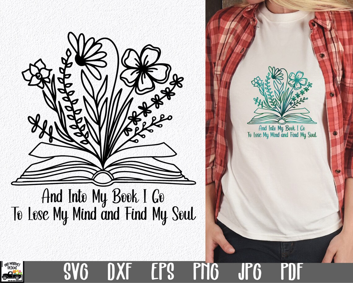 Book With Flowers SVG File Floral Book SVG Cut File Into - Etsy