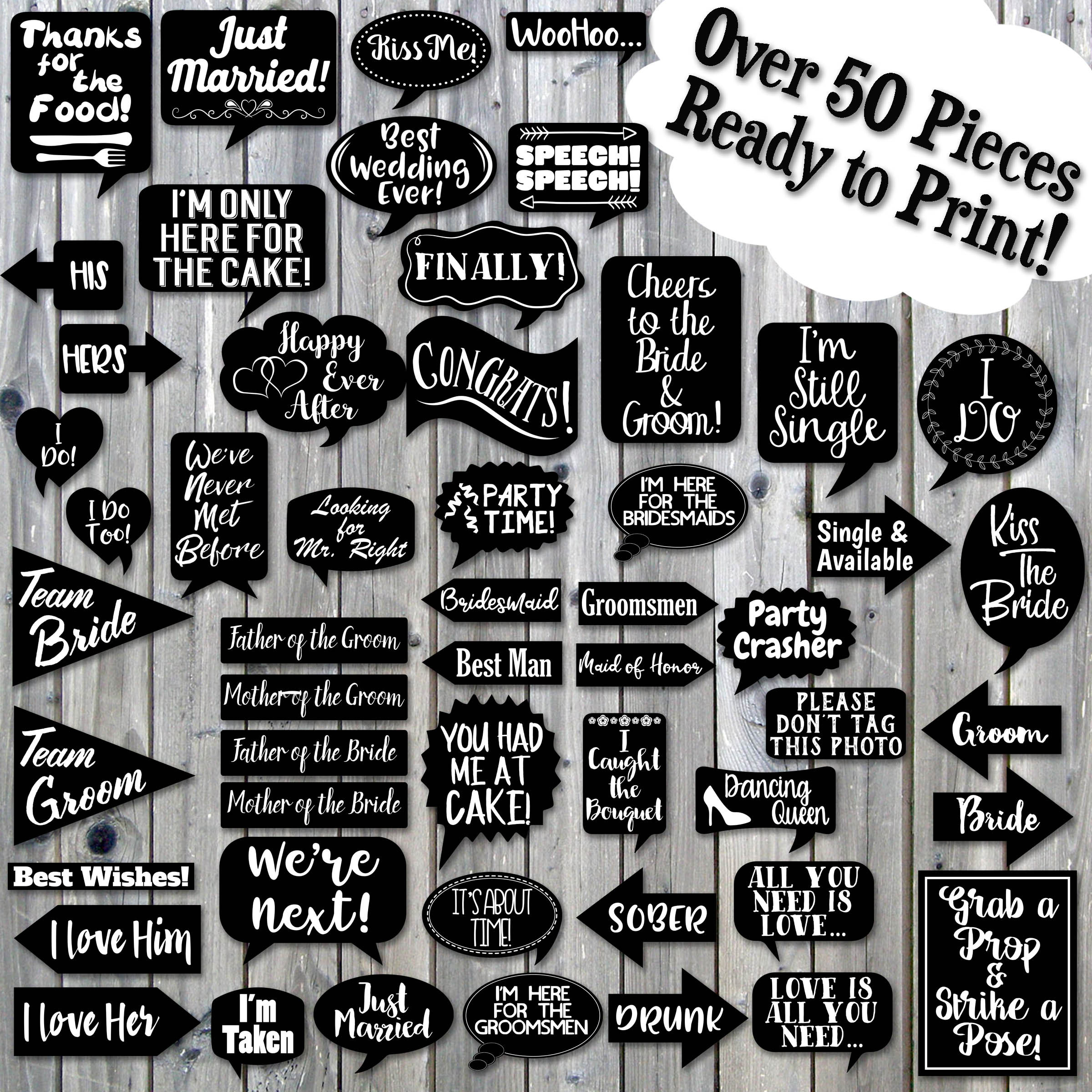 Wedding Photo Booth Props and Decorations SVG Cut File Dxf - Etsy