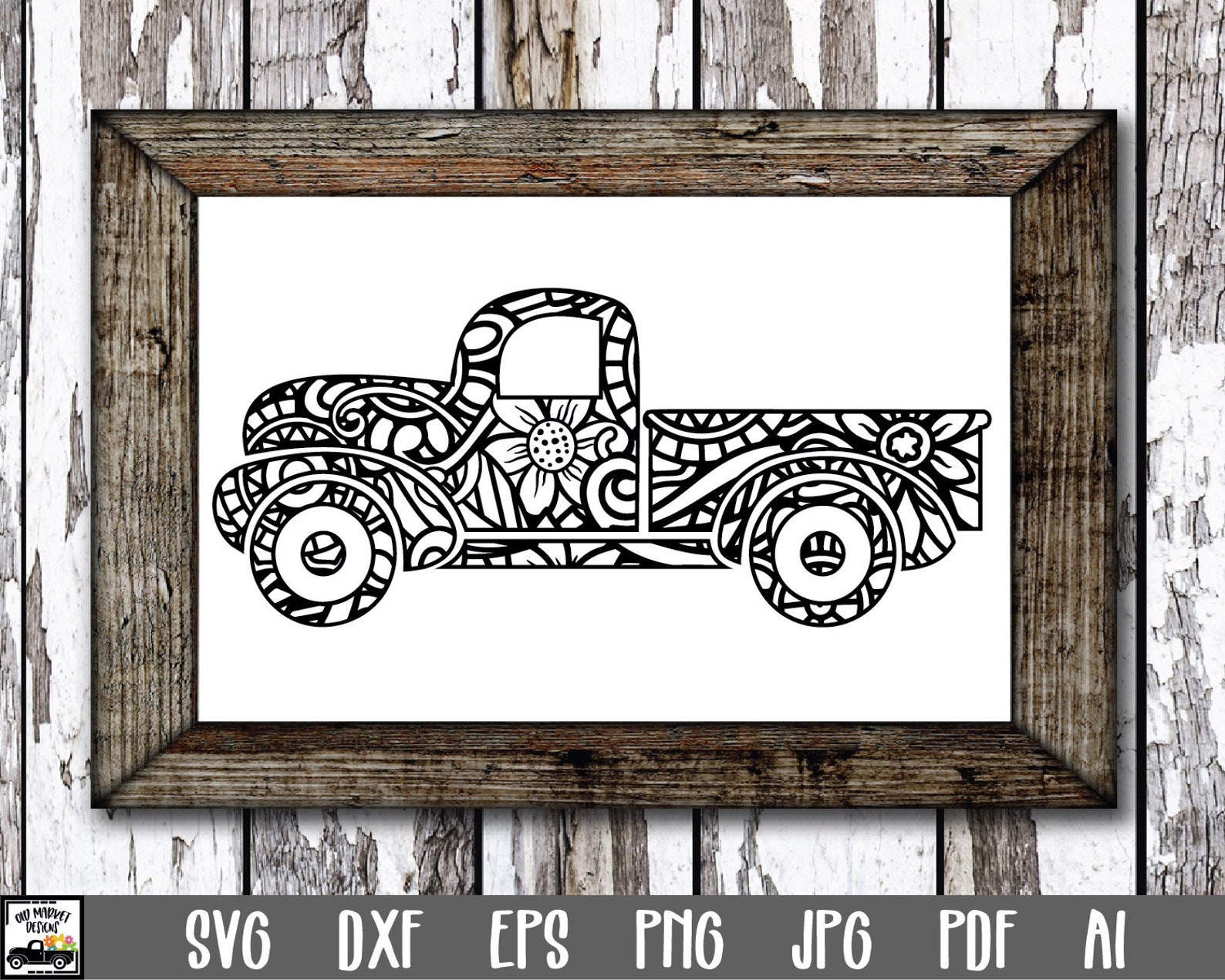 Mandala Truck SVG Cut File - Truck Zentangle SVG - Printable Art Print ...