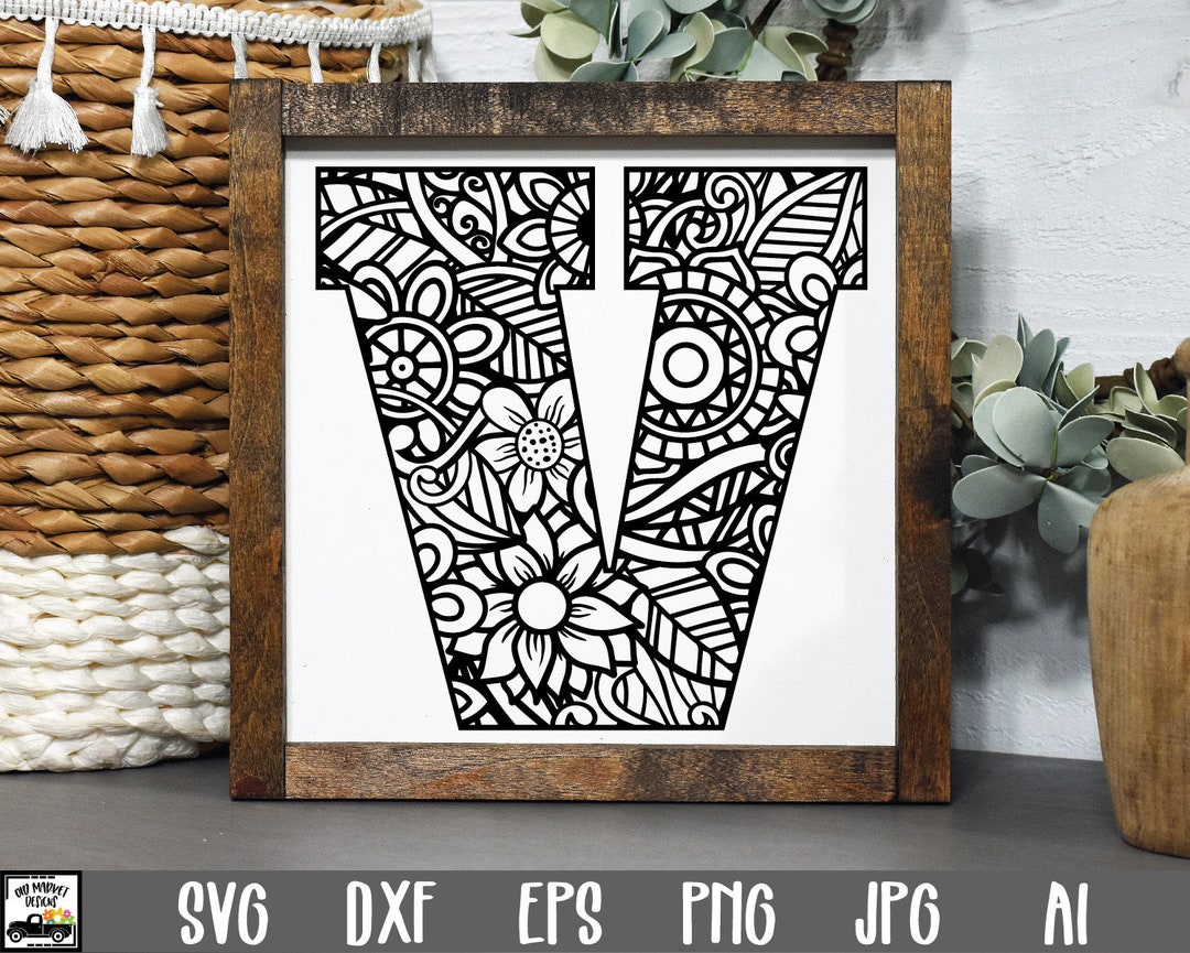 Letter V SVG File - Mandala Monogram Letter V SVG Cut File - Clip Art ...