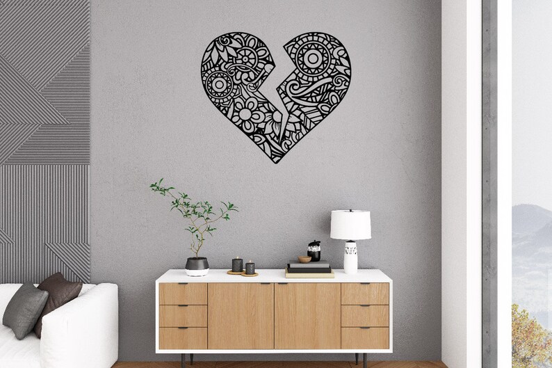 Broken Heart Mandala SVG File Broken Heart Flower Mandala - Etsy