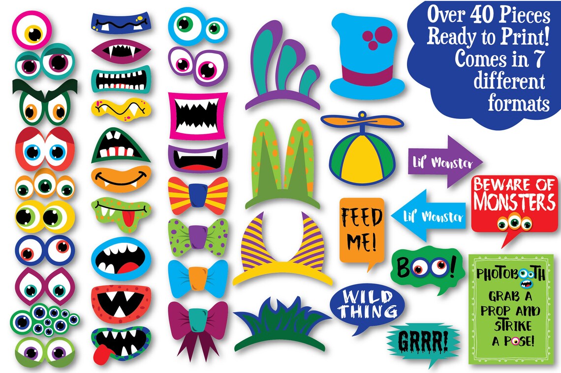 Monsters Photo Booth Props and Decorations - SVG Cut File - Dxf - Png ...