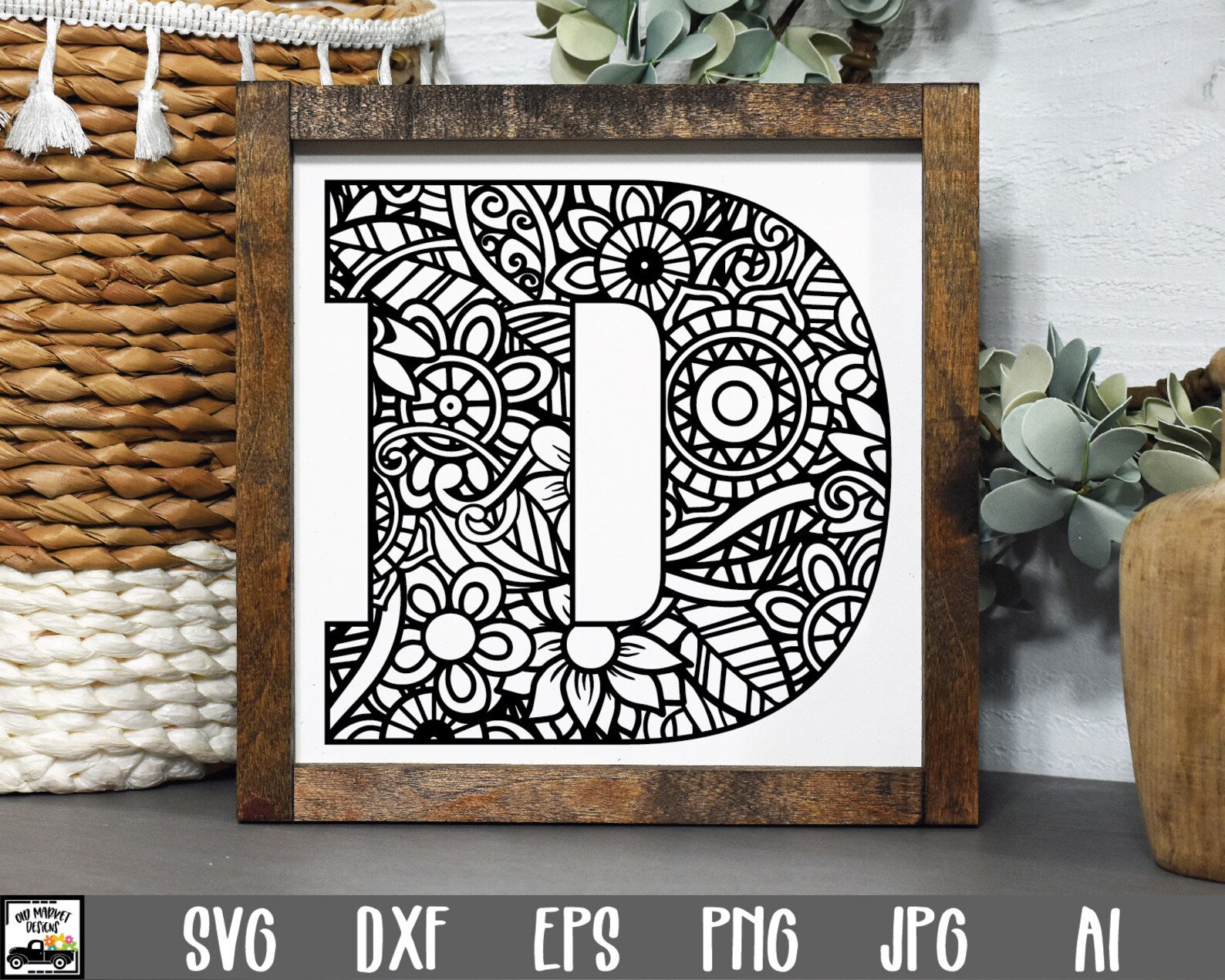 Letter D SVG File Mandala Monogram Letter D SVG Cut File - Etsy